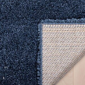 Well Woven Frederik Dark Blue | Thick Nordic Shag | Solid Color Area Rug 5x7 (5'3" x 7'3")