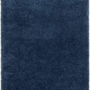 Well Woven Frederik Dark Blue | Thick Nordic Shag | Solid Color Area Rug 5x7 (5'3" x 7'3")