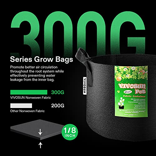 VIVOSUN Tumbling Composter Dual Rotating Batch Compost Bin with 5-Pack 5 Gallon Grow Bags, 43 Gallon Black Composter, Heavy Duty 300G Thickened Nonwoven Plant Fabric Pots