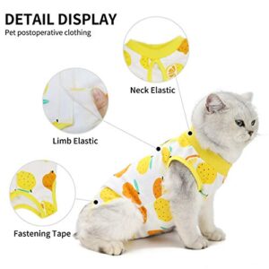 TORJOY Cat Professional Surgical Recovery Suit,E-Collar Alternative for Cats Dogs,After Surgery Wear, Pajama Suit,Home Indoor Pets Clothing (M (6-8 1bs), Lemon)