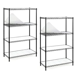 efine 2-pack 4-shelf shelving unit, adjustable, heavy duty carbon steel wire shelves, 150lbs loading capacity per shelf, shelving units and storage for kitchen and garage (30wx14dx47h)black,s200-4x2