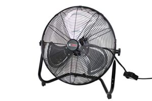 k tool international 77722; 20 inch, high velocity quick mount floor fan, converts to wall fan, 3- speed motor, 360 degree tilt, ideal fan for home or office, 5.5 foot cord, 2,989 max cfm, black