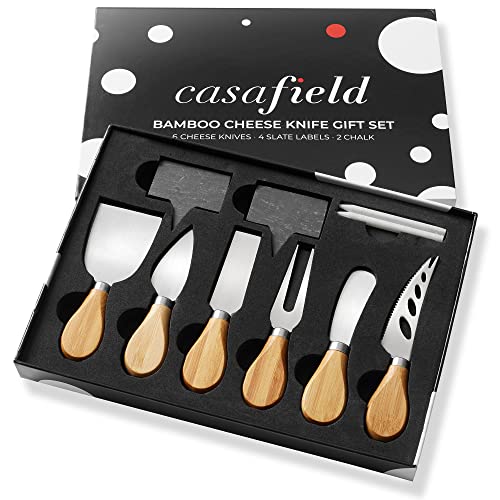 Casafield 12-Piece Set of Cheese Knives -  Stainless Steel with Bamboo Handles