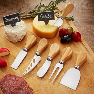 Casafield 12-Piece Set of Cheese Knives -  Stainless Steel with Bamboo Handles