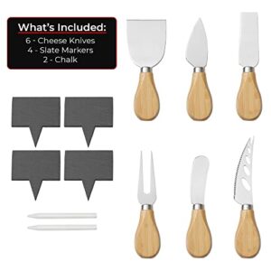 Casafield 12-Piece Set of Cheese Knives -  Stainless Steel with Bamboo Handles