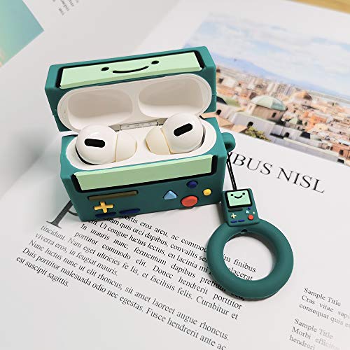 Compatible for Airpod Pro Case Cover 2019 Generation Green Game, Silicone Kawaii Funny Cute Cartoon 3D Design Stylish Boys Girls Kids Teens Women Case for Airpods Pro with Carabiner [Teal Switch]