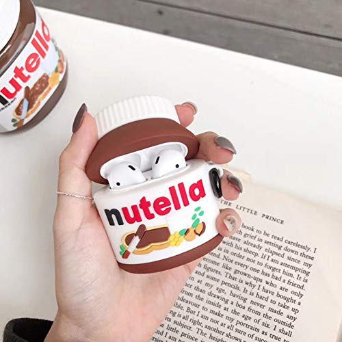 Compatible for Airpod Pro Case Nutella Bottle with Carabiner, Cute Cartoon 3D Silicone Kawaii Funny Food Design Stylish Boys Girls Kids Teens Women Case Cover for Airpods Pro [2019] - Nutella