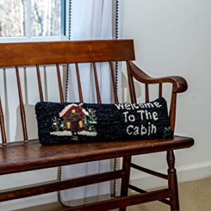 Chandler 4 Corners Artist-Designed Welcome to The Cabin Hand-Hooked Wool Decorative Throw Pillow (8” x 24”)