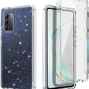 NZND Case for Samsung Galaxy S20 FE 5G with [Built-in Screen Protector], Full-Body Protective Shockproof Rugged Bumper Cover, Impact Resist Durable Phone Case (Crystal Glitter Clear)