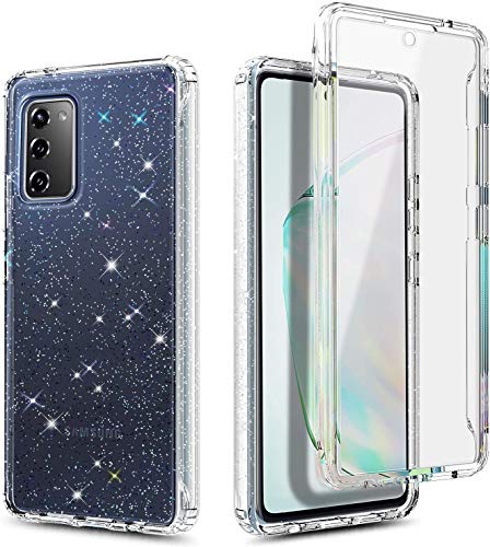 NZND Case for Samsung Galaxy S20 FE 5G with [Built-in Screen Protector], Full-Body Protective Shockproof Rugged Bumper Cover, Impact Resist Durable Phone Case (Crystal Glitter Clear)