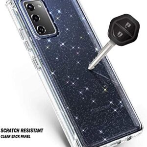 NZND Case for Samsung Galaxy S20 FE 5G with [Built-in Screen Protector], Full-Body Protective Shockproof Rugged Bumper Cover, Impact Resist Durable Phone Case (Crystal Glitter Clear)