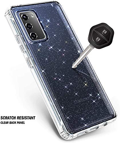 NZND Case for Samsung Galaxy S20 FE 5G with [Built-in Screen Protector], Full-Body Protective Shockproof Rugged Bumper Cover, Impact Resist Durable Phone Case (Crystal Glitter Clear)