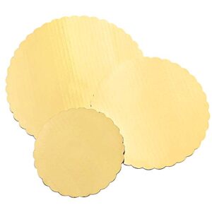 WFPLUS Gold Round Cake Board - Set of 15 Sturdy Cake Boards, 6, 8 and 10 Inch Cake Circle Base, Disposable Pizza Cardboard Circle Tart Decorating Base Stand for Cake Decoration