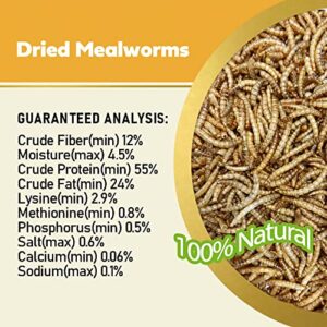 Adaman Dried Mealworms -5 LBS- 100% Natural Non GMO High Protein Mealworms - Bulk Mealworms for Wild Birds, Chicken Treats, Hamster Food, Gecko Food, Turtle Food, Lizard Food