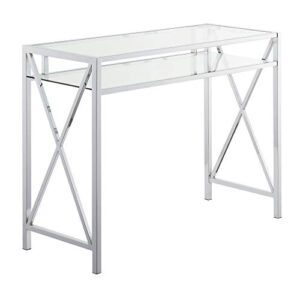 convenience concepts oxford desk, 42-inch, clear glass/chrome