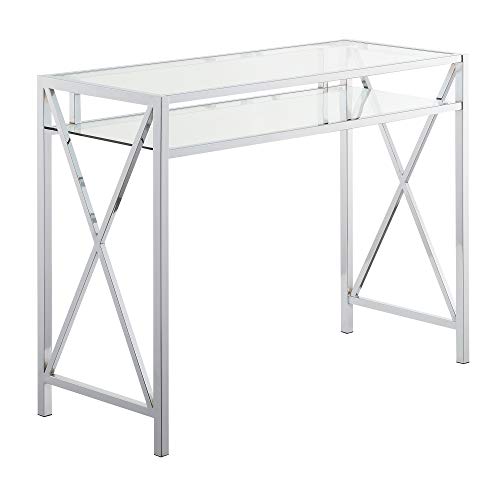 Convenience Concepts Oxford Desk, 42-inch, Clear Glass/Chrome