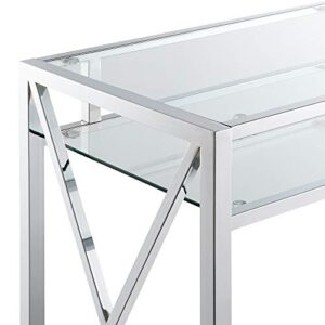 Convenience Concepts Oxford Desk, 42-inch, Clear Glass/Chrome