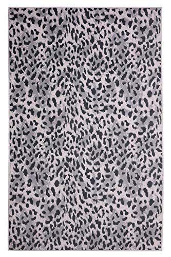 Furnish my Place Leopard Print Area Rug - 3 ft. 6 in. x 5 ft. 6 in, Ligh Grey, Rectangular Accent Rug with Contemporary Design