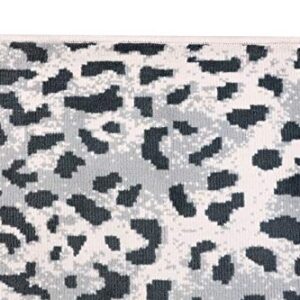 Furnish my Place Leopard Print Area Rug - 3 ft. 6 in. x 5 ft. 6 in, Ligh Grey, Rectangular Accent Rug with Contemporary Design