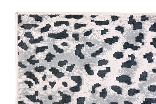 Furnish my Place Leopard Print Area Rug - 3 ft. 6 in. x 5 ft. 6 in, Ligh Grey, Rectangular Accent Rug with Contemporary Design