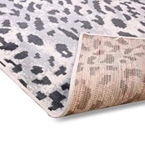 Furnish my Place Leopard Print Area Rug - 3 ft. 6 in. x 5 ft. 6 in, Ligh Grey, Rectangular Accent Rug with Contemporary Design