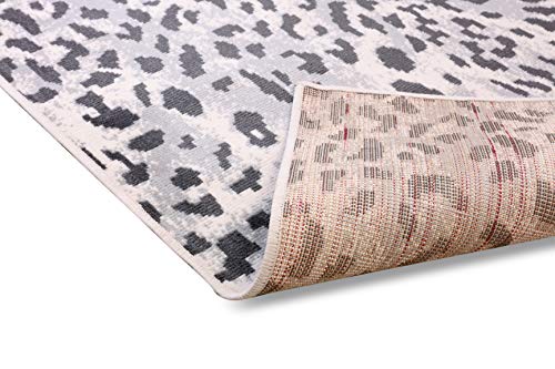 Furnish my Place Leopard Print Area Rug - 3 ft. 6 in. x 5 ft. 6 in, Ligh Grey, Rectangular Accent Rug with Contemporary Design