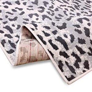 Furnish my Place Leopard Print Area Rug - 3 ft. 6 in. x 5 ft. 6 in, Ligh Grey, Rectangular Accent Rug with Contemporary Design