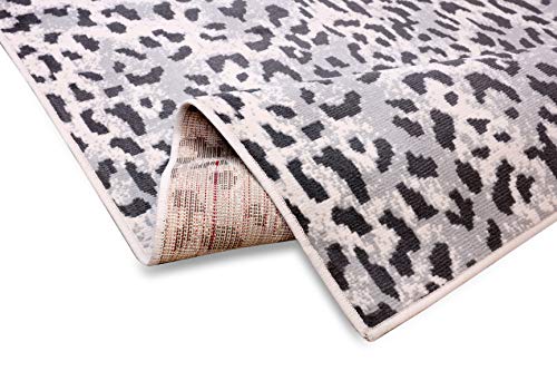 Furnish my Place Leopard Print Area Rug - 3 ft. 6 in. x 5 ft. 6 in, Ligh Grey, Rectangular Accent Rug with Contemporary Design