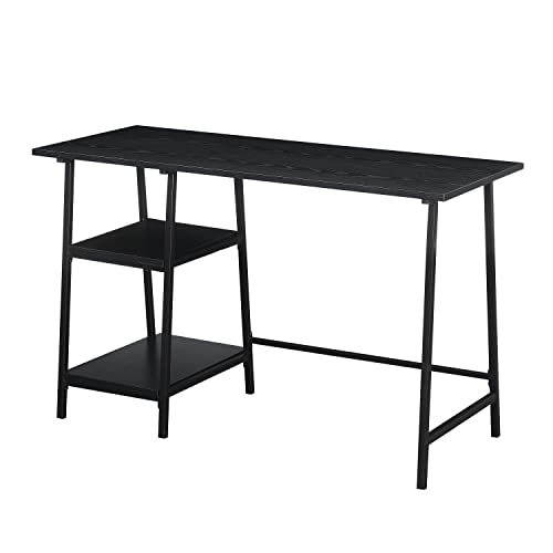 Convenience Concepts Designs2Go Trestle Wood Metal Desk, Black/Black