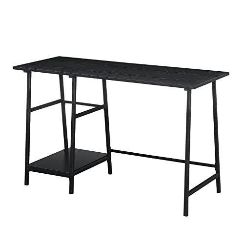 Convenience Concepts Designs2Go Trestle Wood Metal Desk, Black/Black