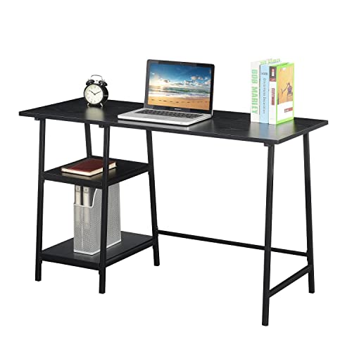 Convenience Concepts Designs2Go Trestle Wood Metal Desk, Black/Black