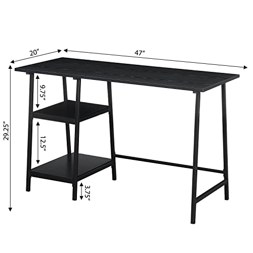 Convenience Concepts Designs2Go Trestle Wood Metal Desk, Black/Black