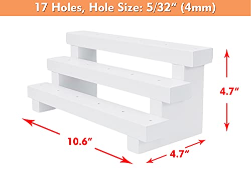 Cake Pop Stand Display Riser - 3 Tier Wood Lollipop Holder, 17 Hole Sucker Stand for Dessert Table of Wedding, Birthday Party - White, Collapsible, Fit 5/32" (4mm) Lollipop Sticks