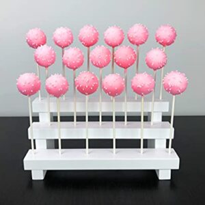 Cake Pop Stand Display Riser - 3 Tier Wood Lollipop Holder, 17 Hole Sucker Stand for Dessert Table of Wedding, Birthday Party - White, Collapsible, Fit 5/32" (4mm) Lollipop Sticks