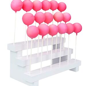 Cake Pop Stand Display Riser - 3 Tier Wood Lollipop Holder, 17 Hole Sucker Stand for Dessert Table of Wedding, Birthday Party - White, Collapsible, Fit 5/32" (4mm) Lollipop Sticks