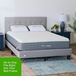 GhostBed Mattress Foundation & Box Spring in One - Metal Platform Bed Frame with Steel Slat Support, Fabric Cover & Headboard Brackets - King