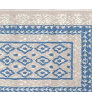 Furnish my Place Bordered Transitional Rug - 7 ft. 8 in. x 11 ft, Light Blue, Accent Rug with Geometric Pattern