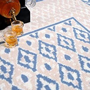 Furnish my Place Bordered Transitional Rug - 7 ft. 8 in. x 11 ft, Light Blue, Accent Rug with Geometric Pattern