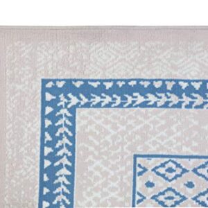 Furnish my Place Bordered Transitional Rug - 7 ft. 8 in. x 11 ft, Light Blue, Accent Rug with Geometric Pattern