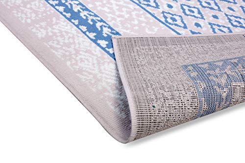 Furnish my Place Bordered Transitional Rug - 7 ft. 8 in. x 11 ft, Light Blue, Accent Rug with Geometric Pattern