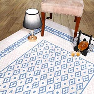 Furnish my Place Bordered Transitional Rug - 7 ft. 8 in. x 11 ft, Light Blue, Accent Rug with Geometric Pattern