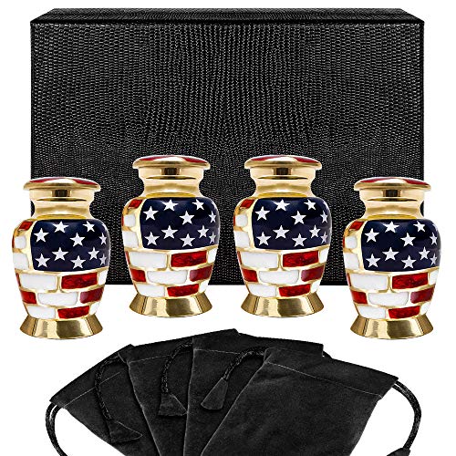 Trupoint Memorials Cremation Urns for Human Ashes - Decorative Urns, Urns for Human Ashes Female & Male, Urns for Ashes Adult Female, Funeral Urns - American Flag Classic, 4 Small Keepsakes