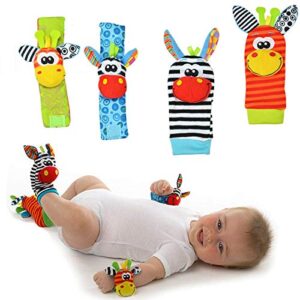 huggler foot finders & wrist rattles for infants developmental texture toys for babies & infant toy socks & baby wrist rattle – newborn toys for baby girls & boys. baby boy girl toys 0-3 3-6 months