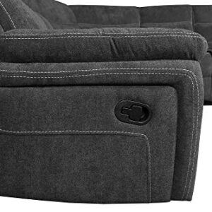 K·1 Classic and Traditional Fabric Manual Reclining Corner Sectional Sofa w/Cup Holder Living Room, Grey Fabric