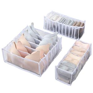 o'woda underwear organizer drawer, 3 packs foldable underwear drawer organiser divider storage box bin for clothes, underwear, bras, lingerie, socks, white