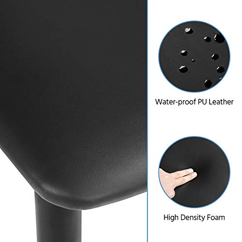 Yaheetech 2pcs Dining Chairs Mid Century Armless with Backrest Fabric Leather Seat Metal Legs for Kitchen Living Room Chair - Black