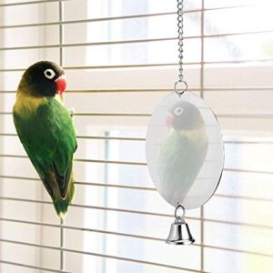 Stainless Steel Bird Mirror, Budgie Toys Mirror, Parrot Mirror, Bird Cage Toy Bird, Parakeet Mirror for Cage with Bell for Bird Mirror(Hanging Chain (186G))