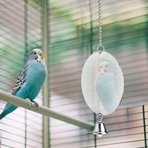 Stainless Steel Bird Mirror, Budgie Toys Mirror, Parrot Mirror, Bird Cage Toy Bird, Parakeet Mirror for Cage with Bell for Bird Mirror(Hanging Chain (186G))