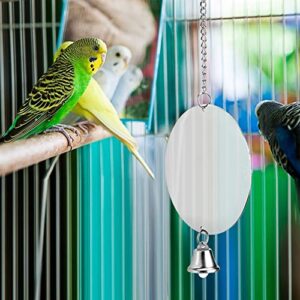 Stainless Steel Bird Mirror, Budgie Toys Mirror, Parrot Mirror, Bird Cage Toy Bird, Parakeet Mirror for Cage with Bell for Bird Mirror(Hanging Chain (186G))