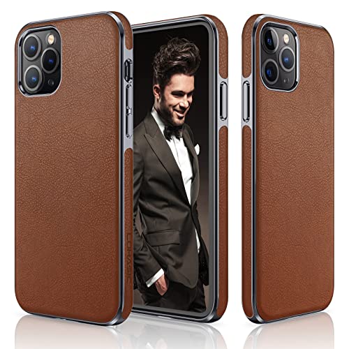 LOHASIC Designed for iPhone 12 Pro Max Case, Luxury Leather Business Premium Classic Cover Non Slip Soft Grip Shockproof Protective Cases Compatible with Apple iPhone 12 Pro Max 5G 6.7 inch - Brown